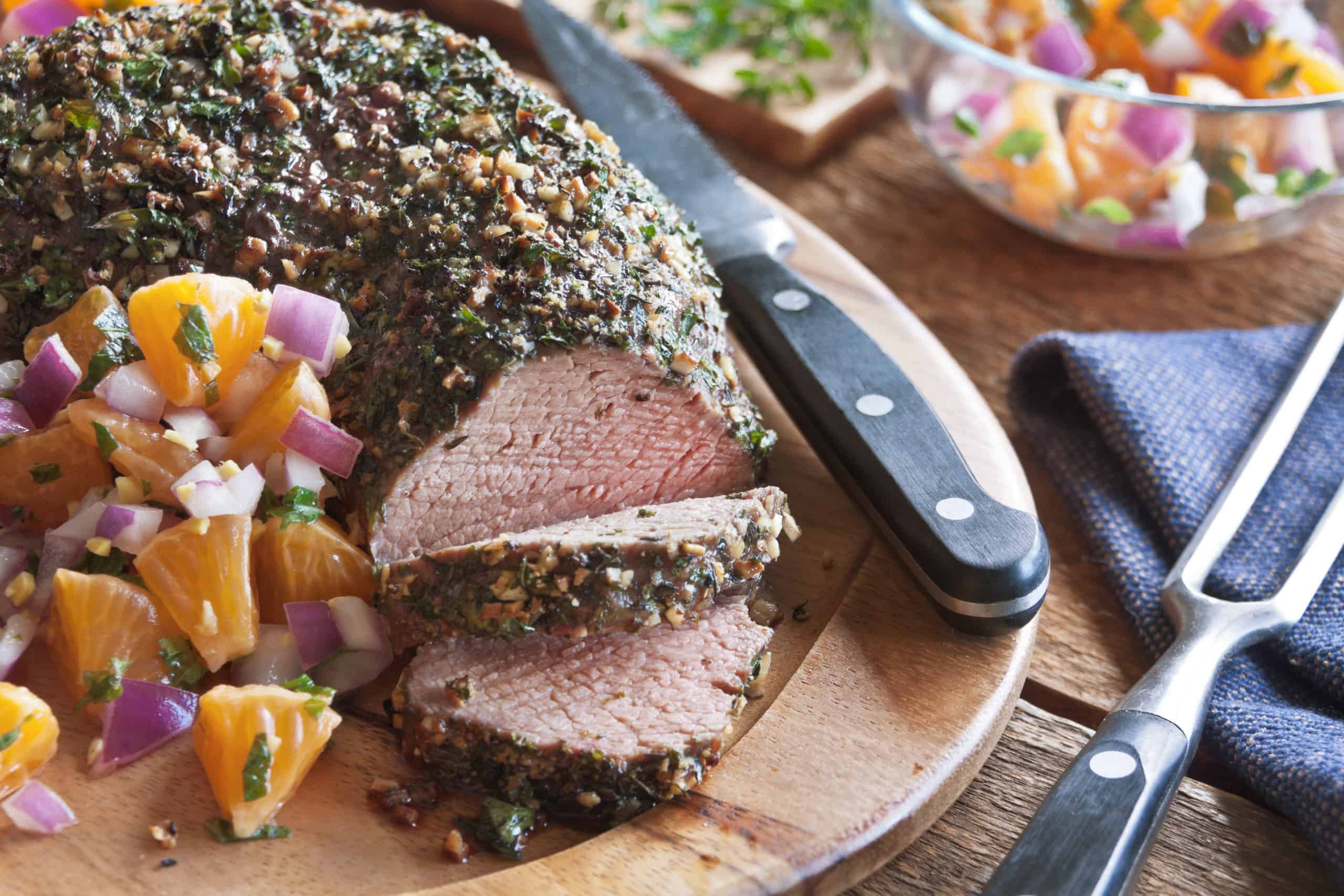 Herb Rubbed Roast Beef with Orange Salsa - Guiding Stars