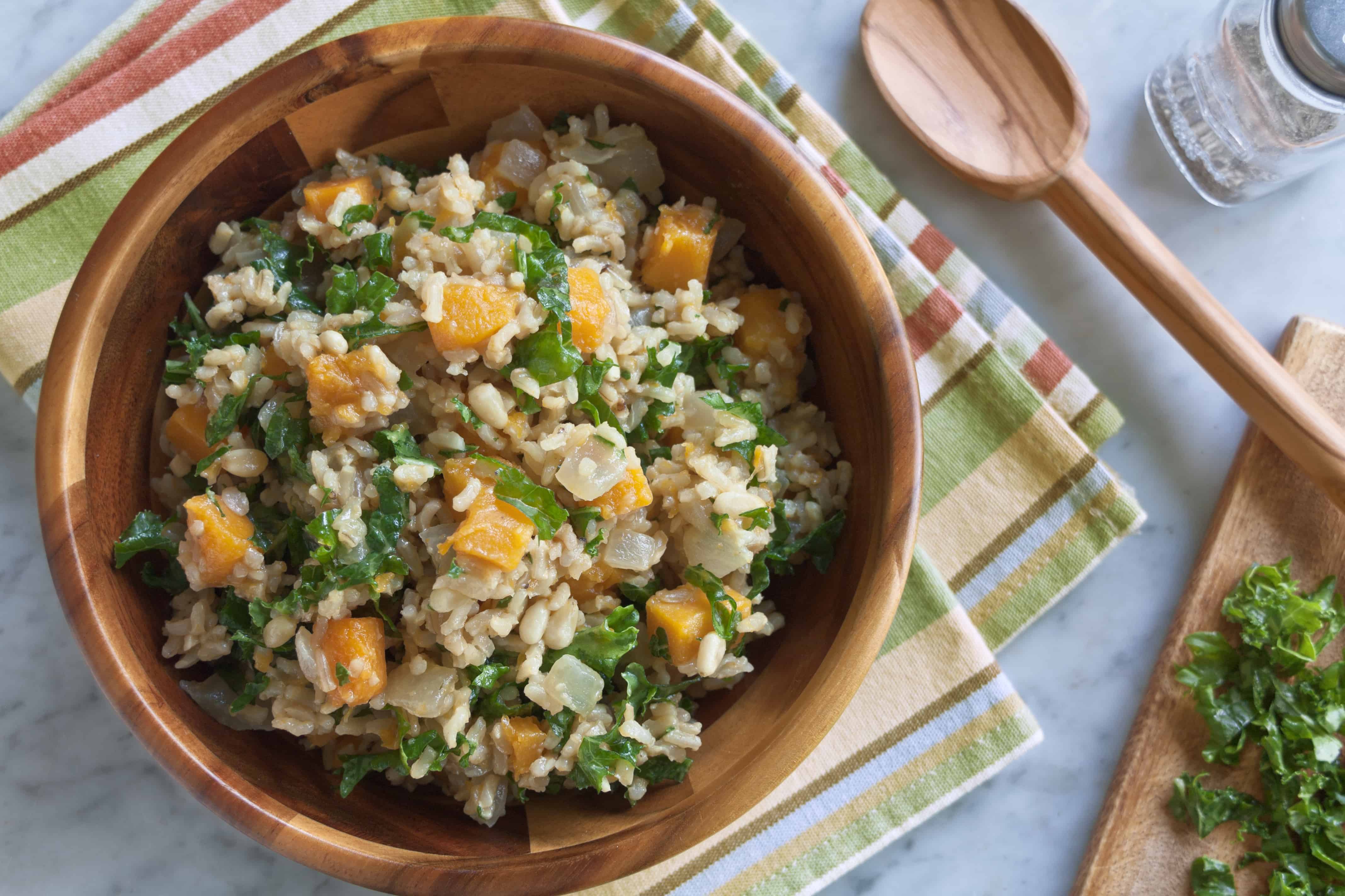 Winter Squash & Kale Risotto with Pine Nuts - Guiding Stars