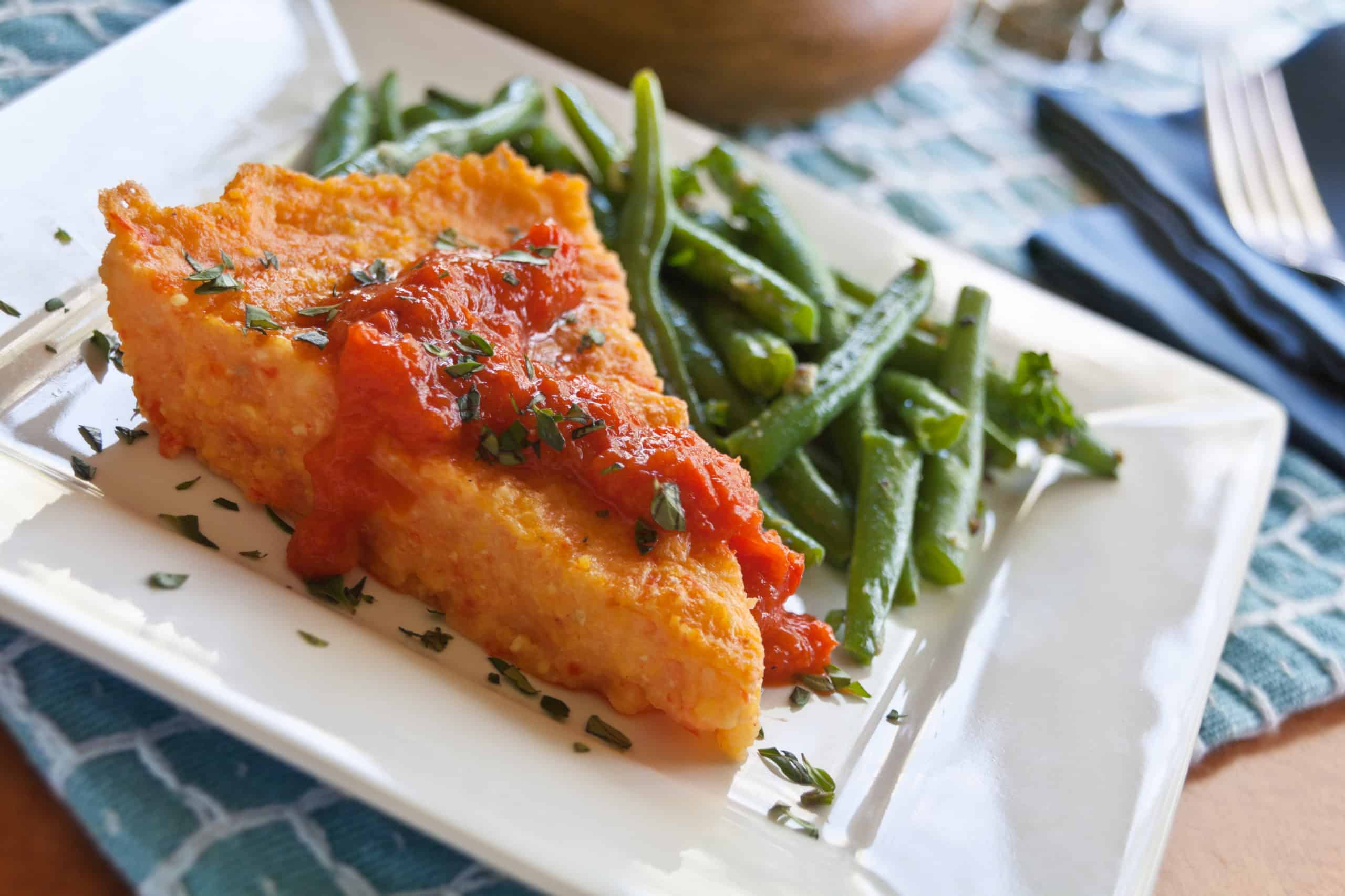 Creamy Polenta with Roasted Red Pepper Coulis - Guiding Stars